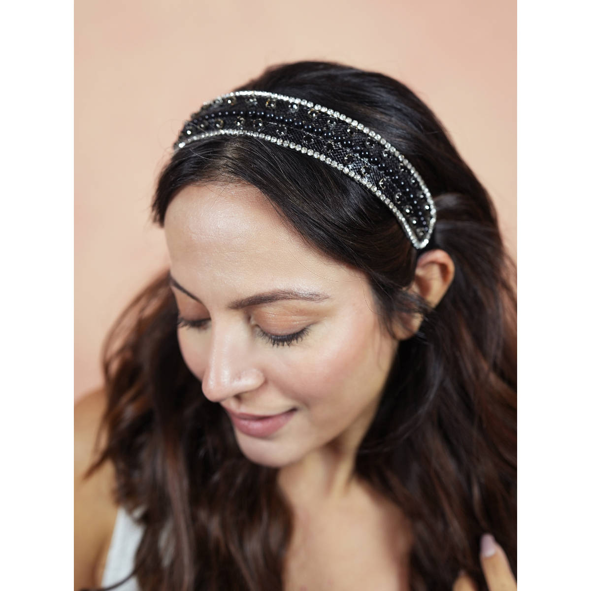 Buy Hair Drama Co. Hdc X Emily In Paris Crystal and Pearl Net Hair Band ...