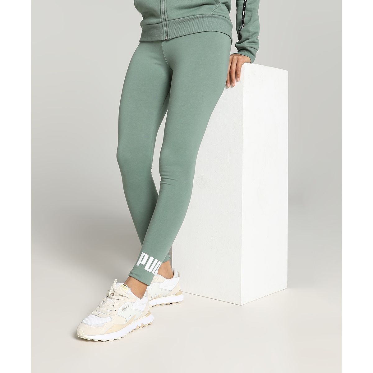 Buy Puma Essentials Logo Women Green Tights Online