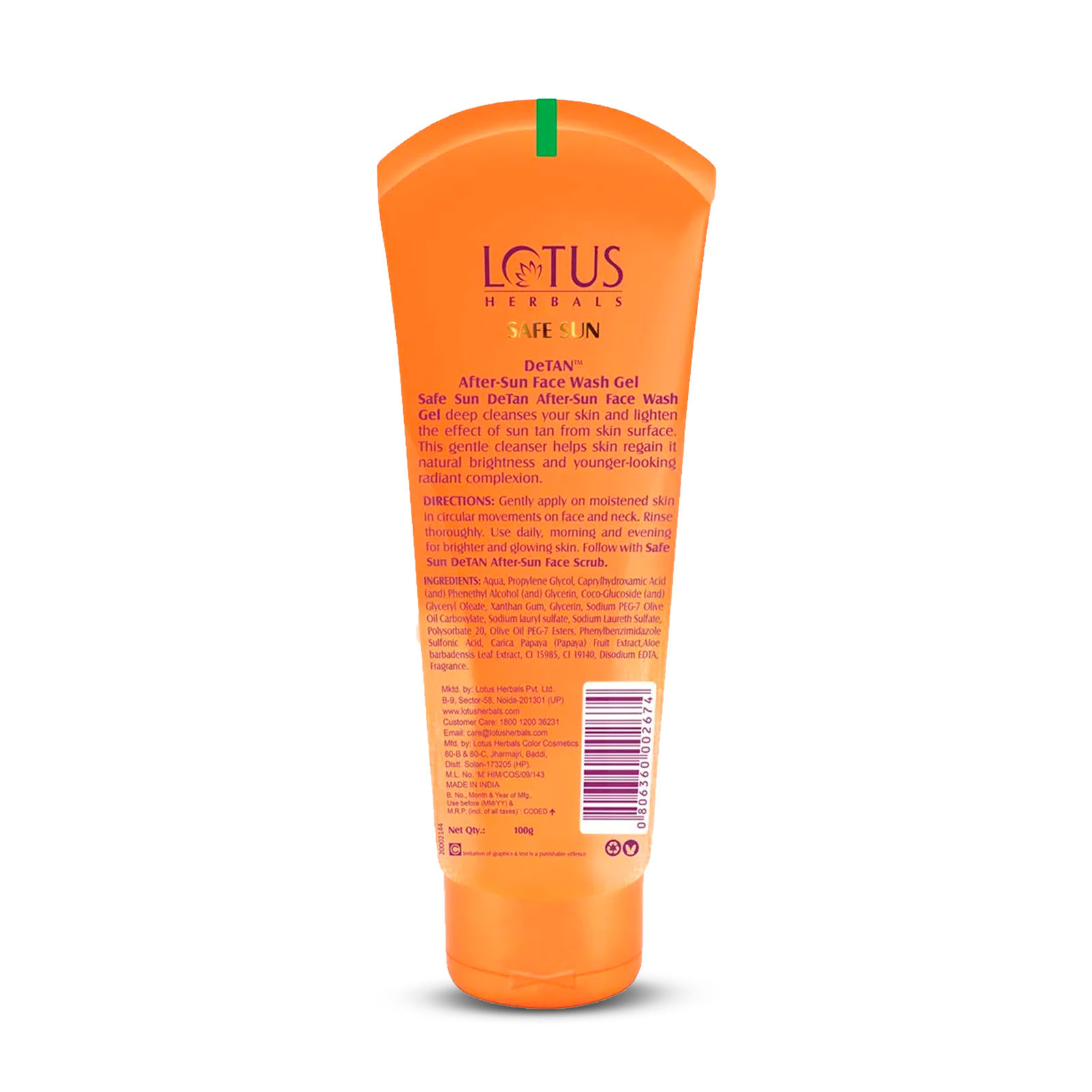 Buy Lotus Herbals Safe Sun Detan After Sun Face Wash Gel Online