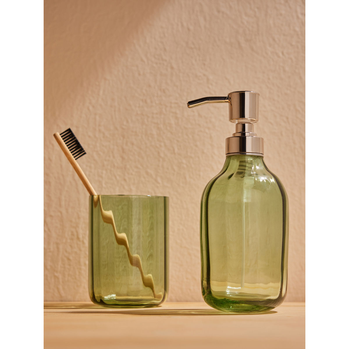 Buy Twig & Twine Prismatic Ribbed Bath Accessories Set of 2 Green Online