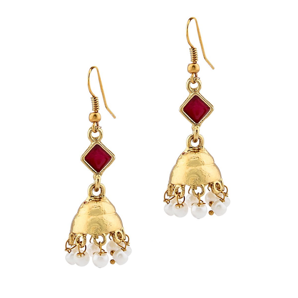 Buy Fida Ethnic Traditional Jewellery Hook Type Jhumka And Pearl Drop Earrings Combo Pack of 3 Online