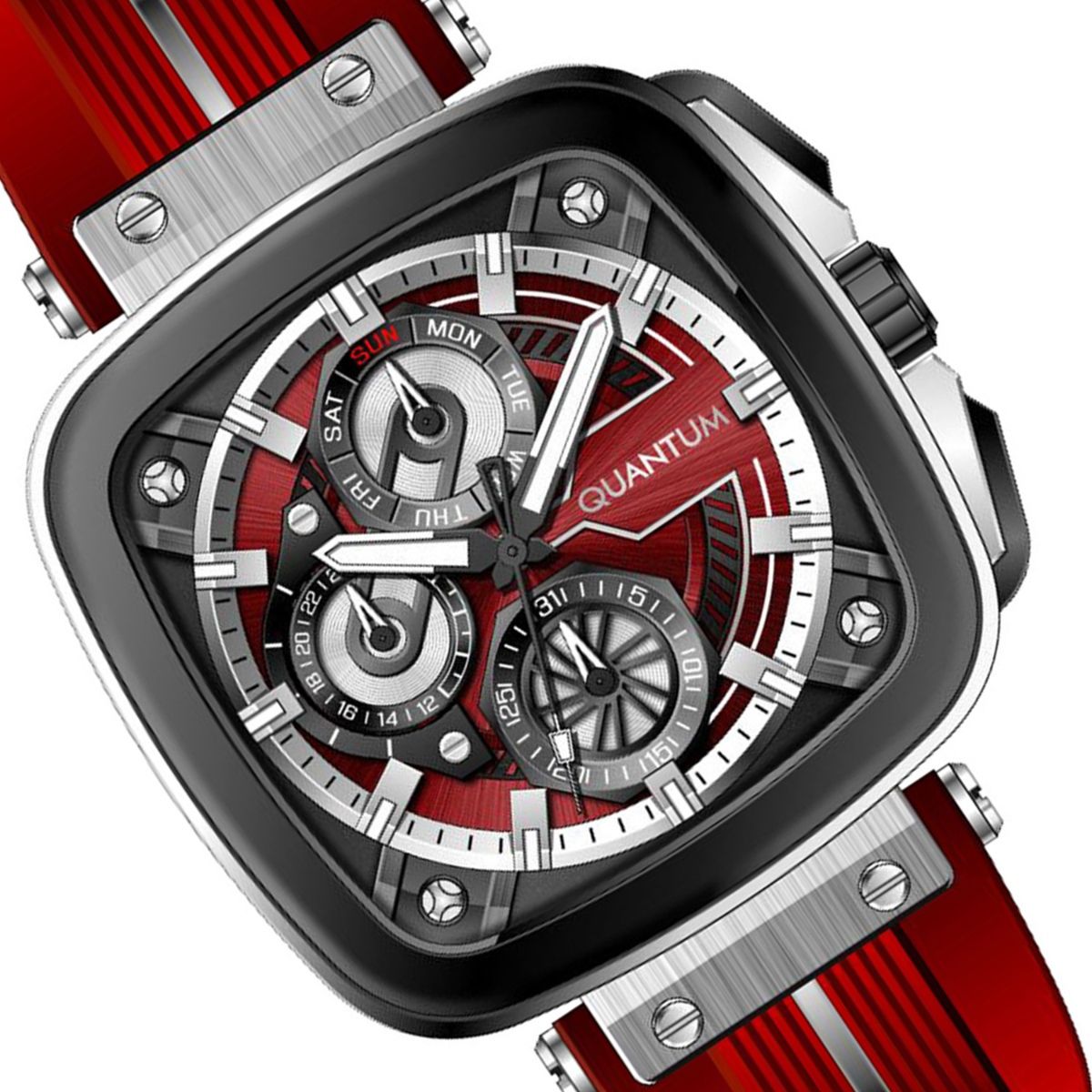 Buy Quantum Powertech Multifunction Red Square Dial Mens Watch - PWG1014.358_A (M) Online