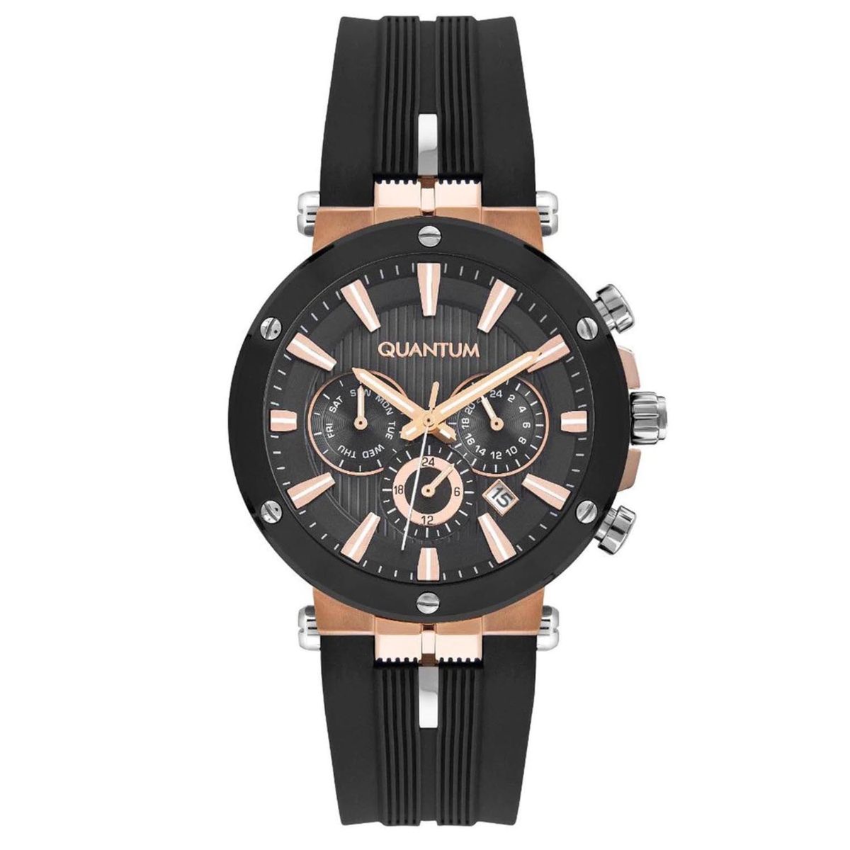 Quantum Powertech Multifunction Dual Time Black Round Dial Mens Watch - PWG967.851_A (M): Buy ...