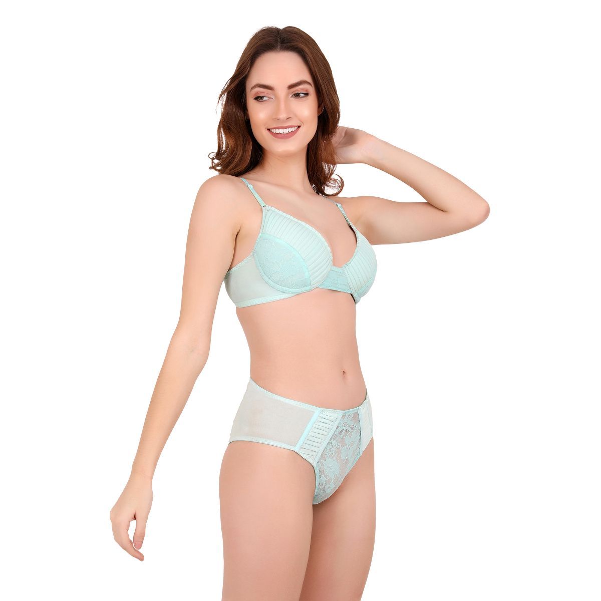 Curwish Lacy Wonders-Pleats Pastel Blue Push up Bra Set: Buy Curwish Lacy Wonders-Pleats Pastel ...
