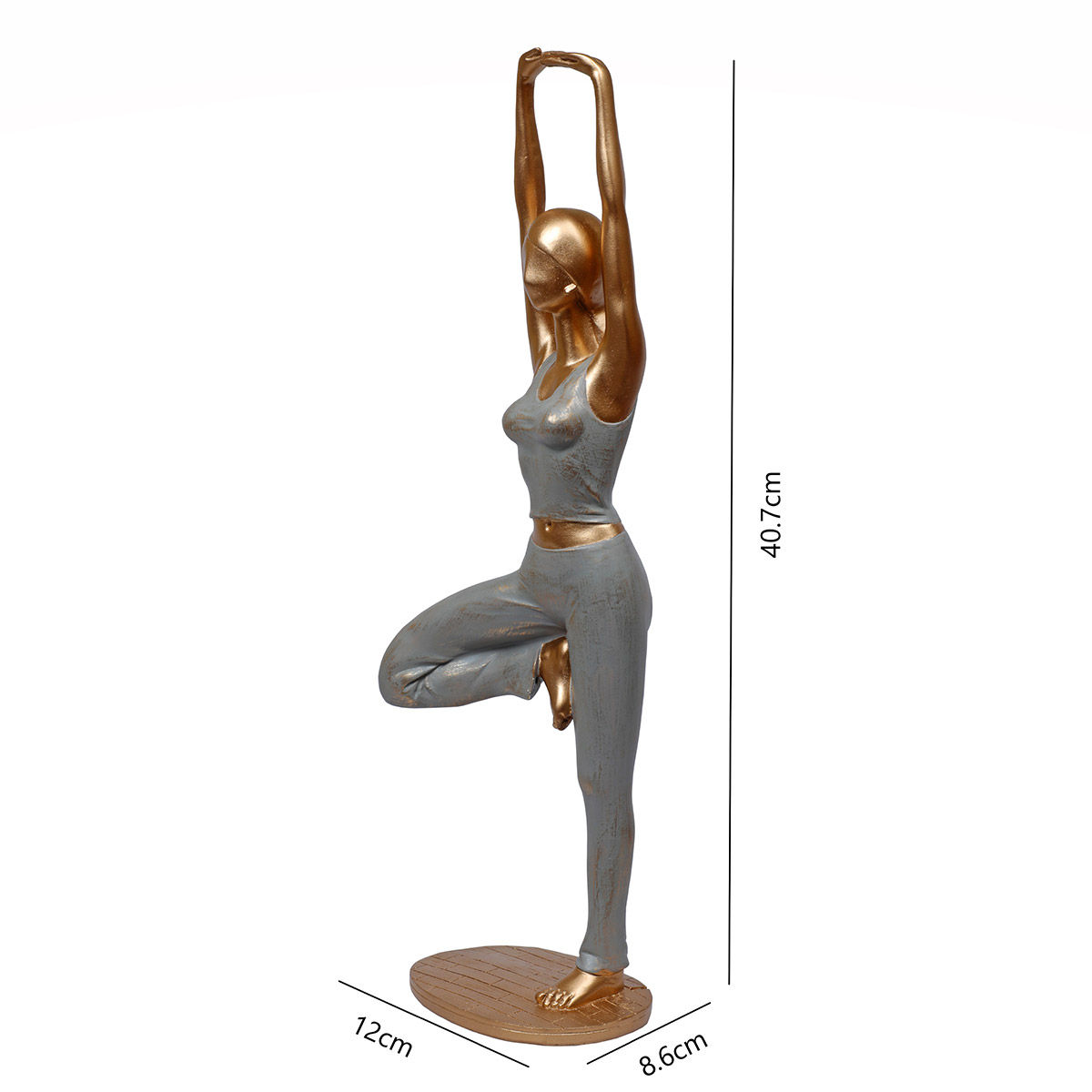 Buy Tansha Qu Lady Tree Pose Yoga Figurine, 40.7cm, Gold & Grey Online