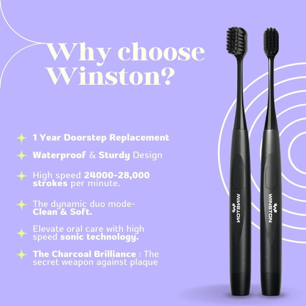 Buy Winston Sonic Electric Toothbrush With Charcoal Bristles - Black Online