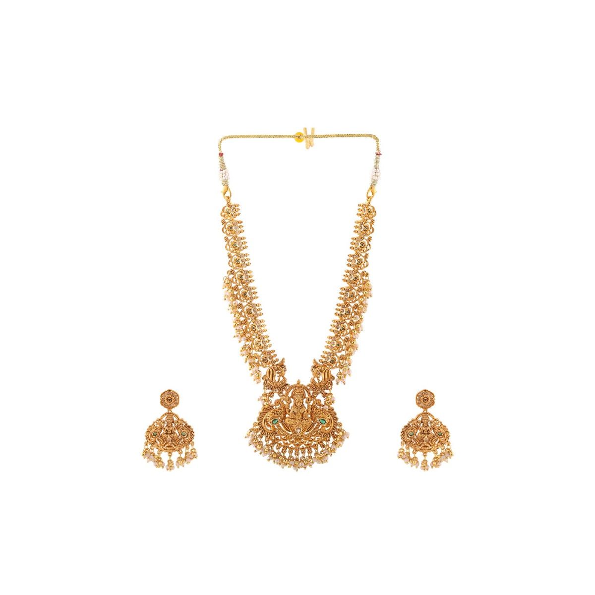 Estele Gold Plated CZ Divine Lakshmi Devi Designer Bridal Necklace Set ...