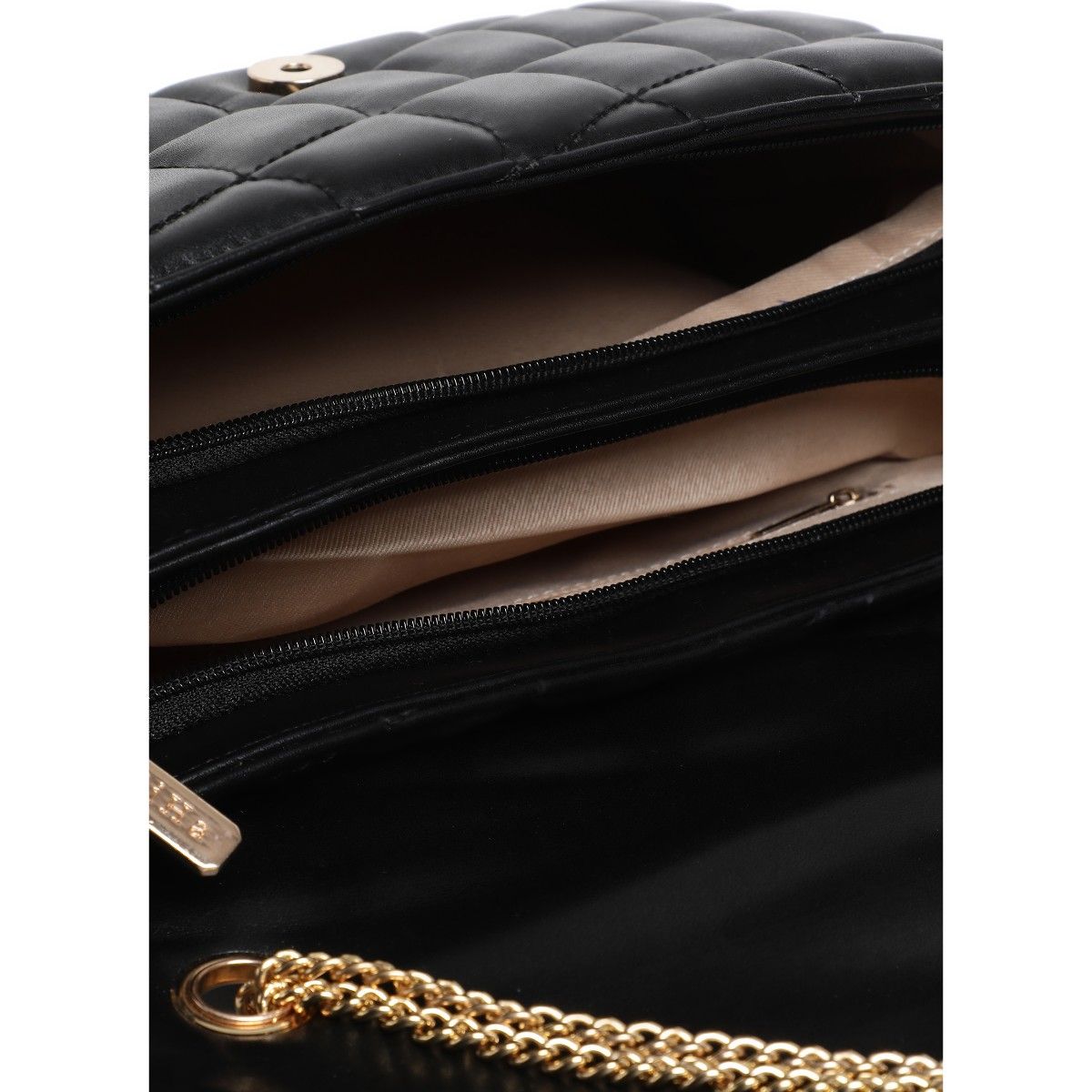 Buy JiHa Black Quilted Double Chain Shoulder and Sling Bag Online