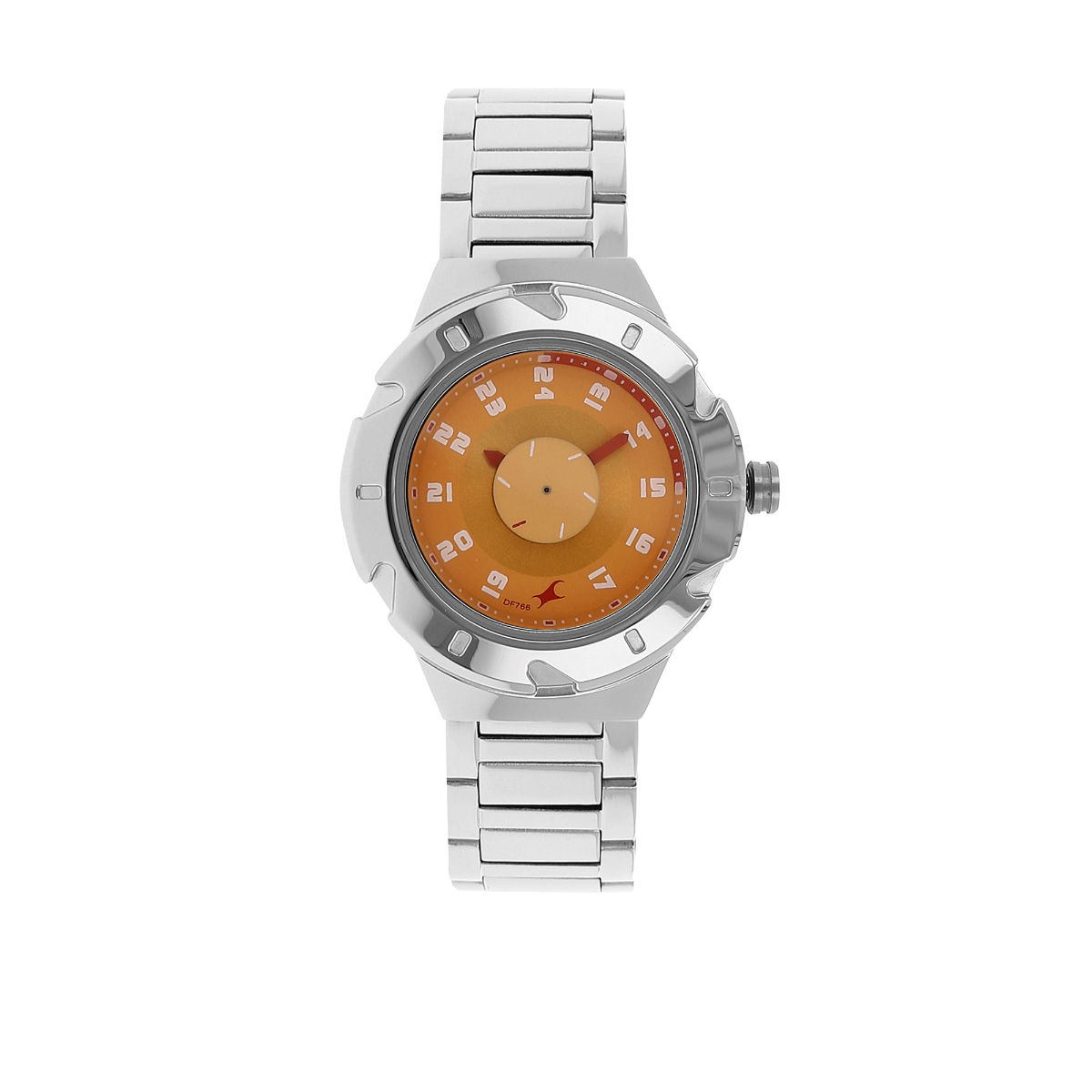 Buy Fastrack Orange Dial Silver Stainless Steel Strap Watch Online