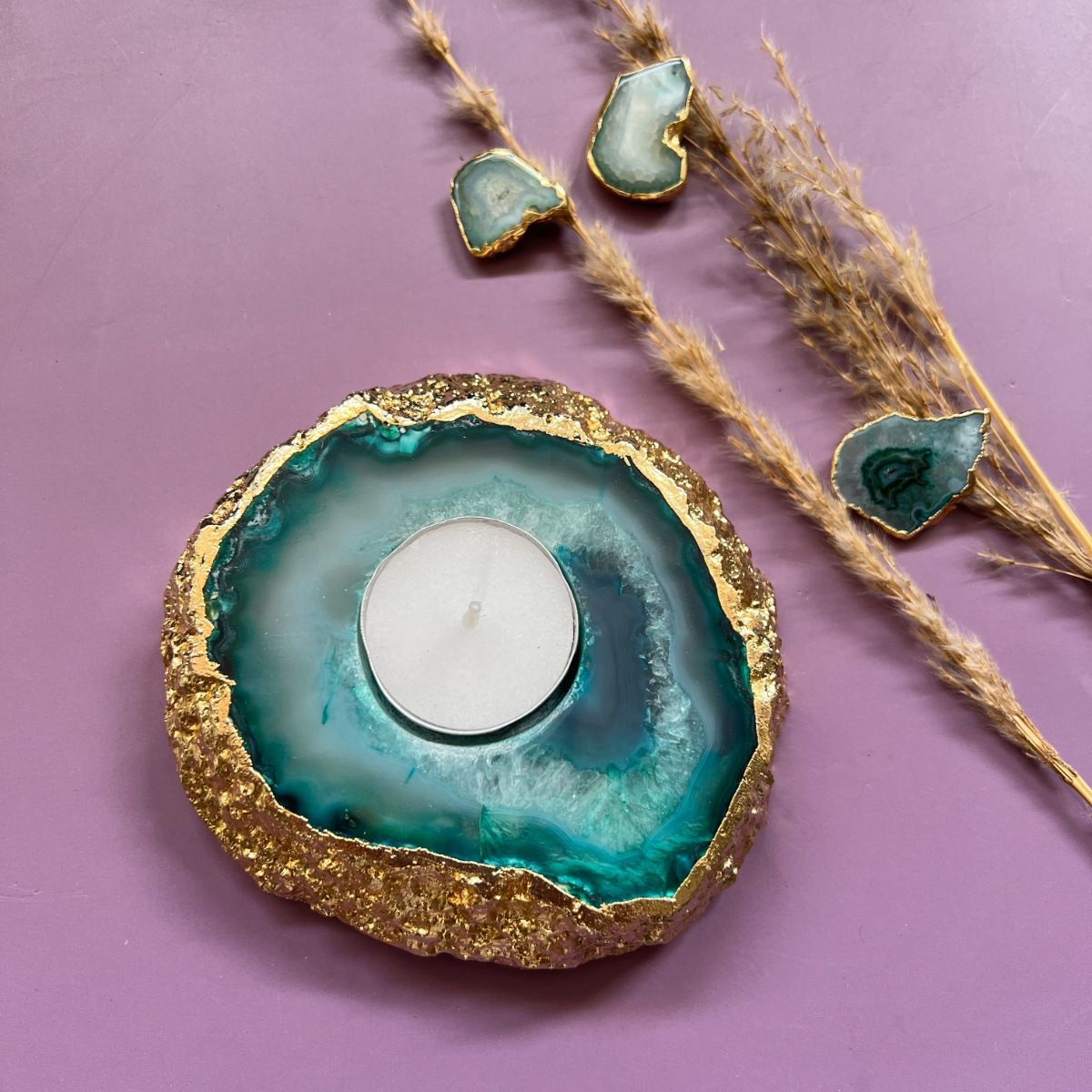 Buy Gemtherapy Agate Candle holder - Green Online