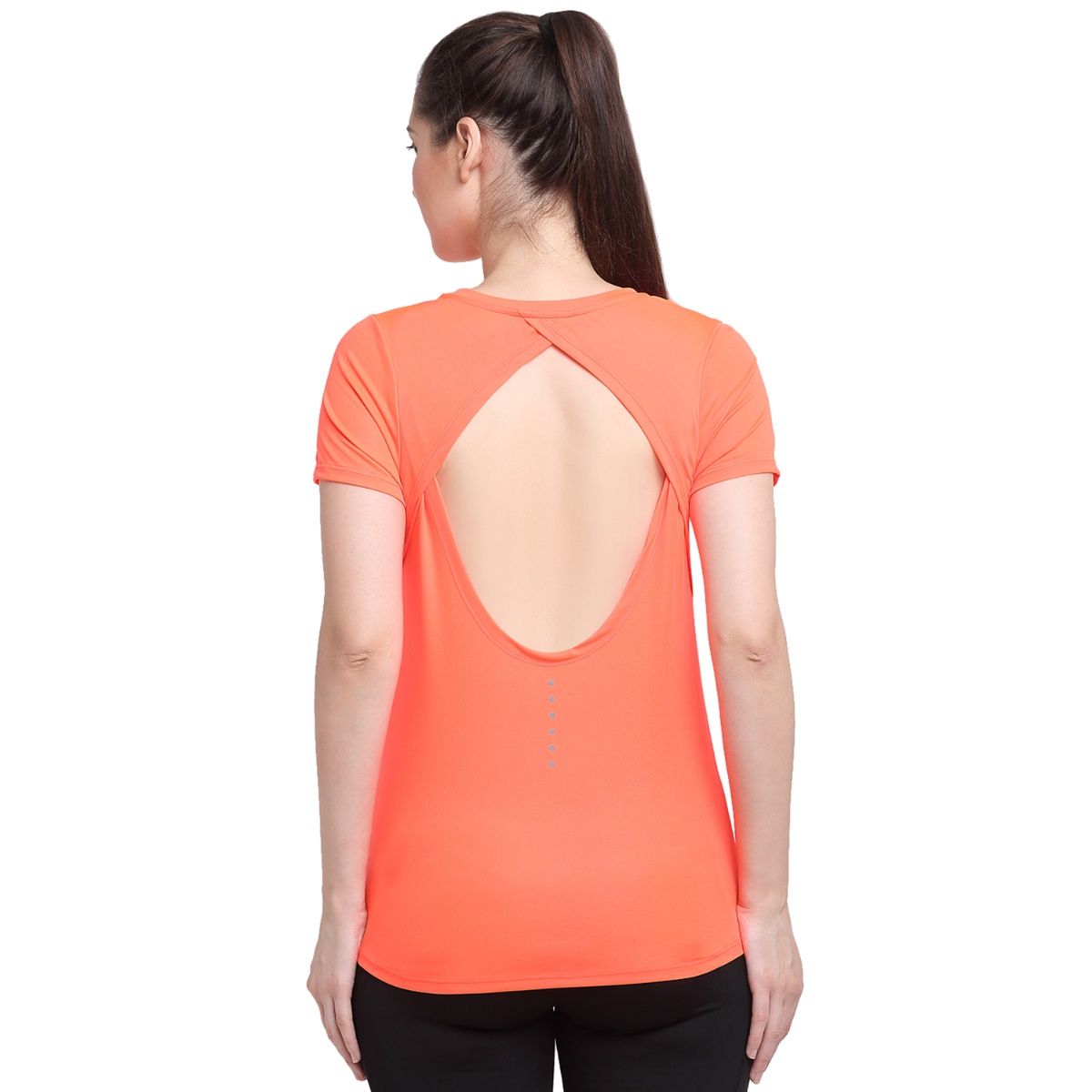 Buy INVINCIBLE Neon Orange Womens Open Back T-Shirt Online