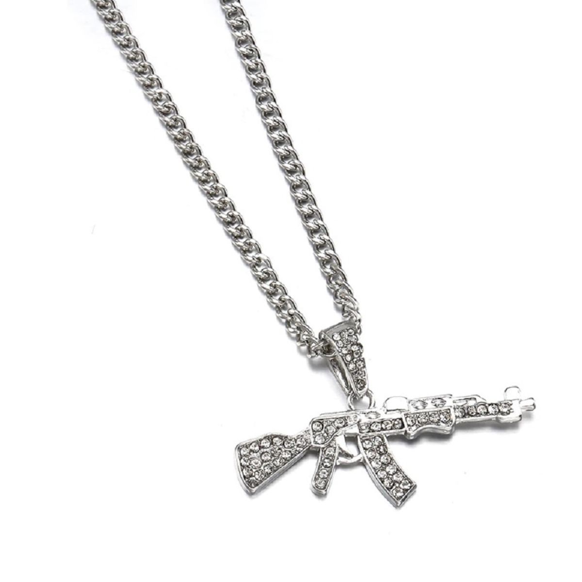 Buy OOMPH Jewellery Silver Machine Gun Pendant With Chain For Men ...