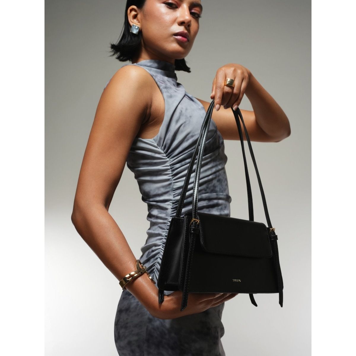 THESTO Black Strip Shoulder Hand Bag: Buy THESTO Black Strip Shoulder ...