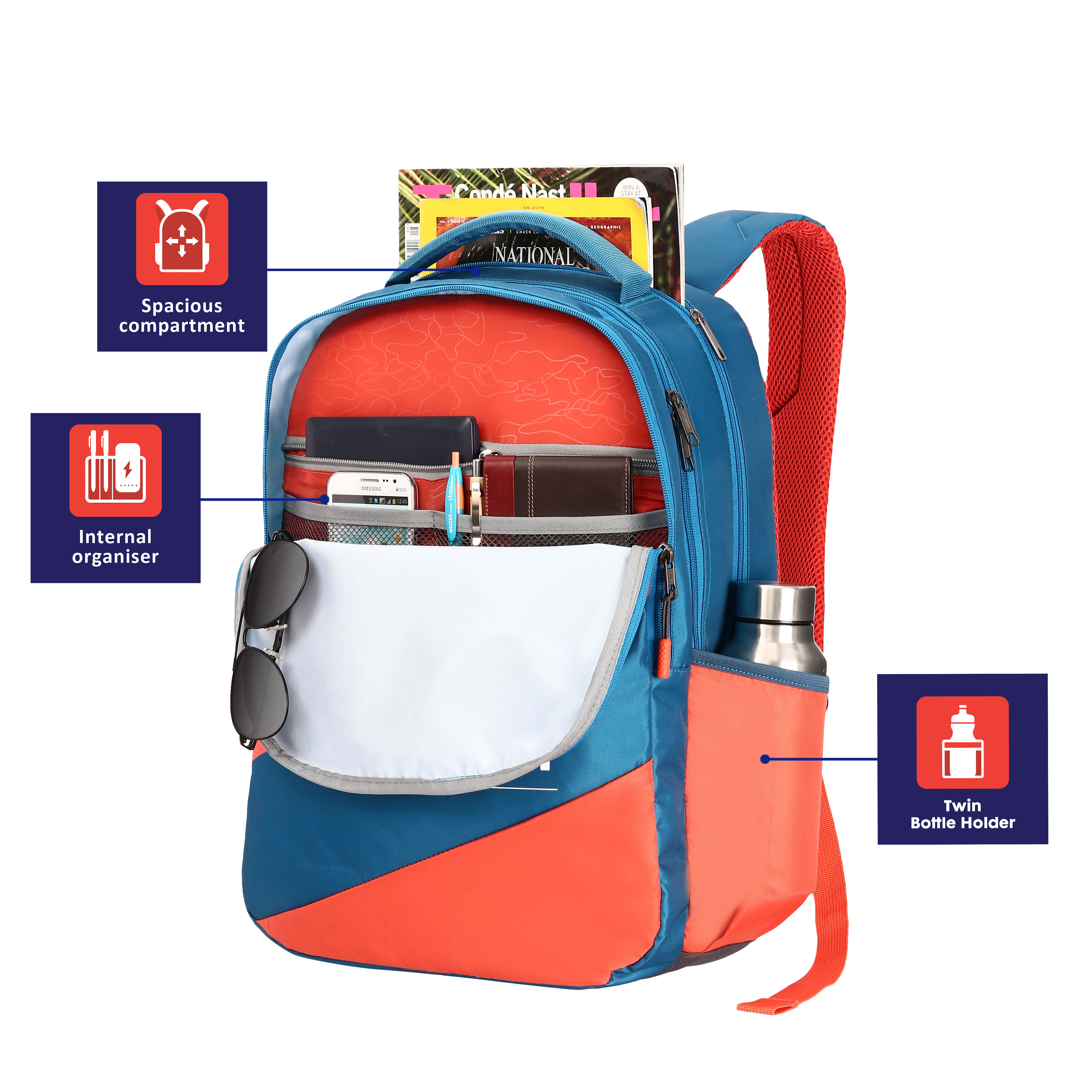 Buy Lavie Blue Chase Backpack Online