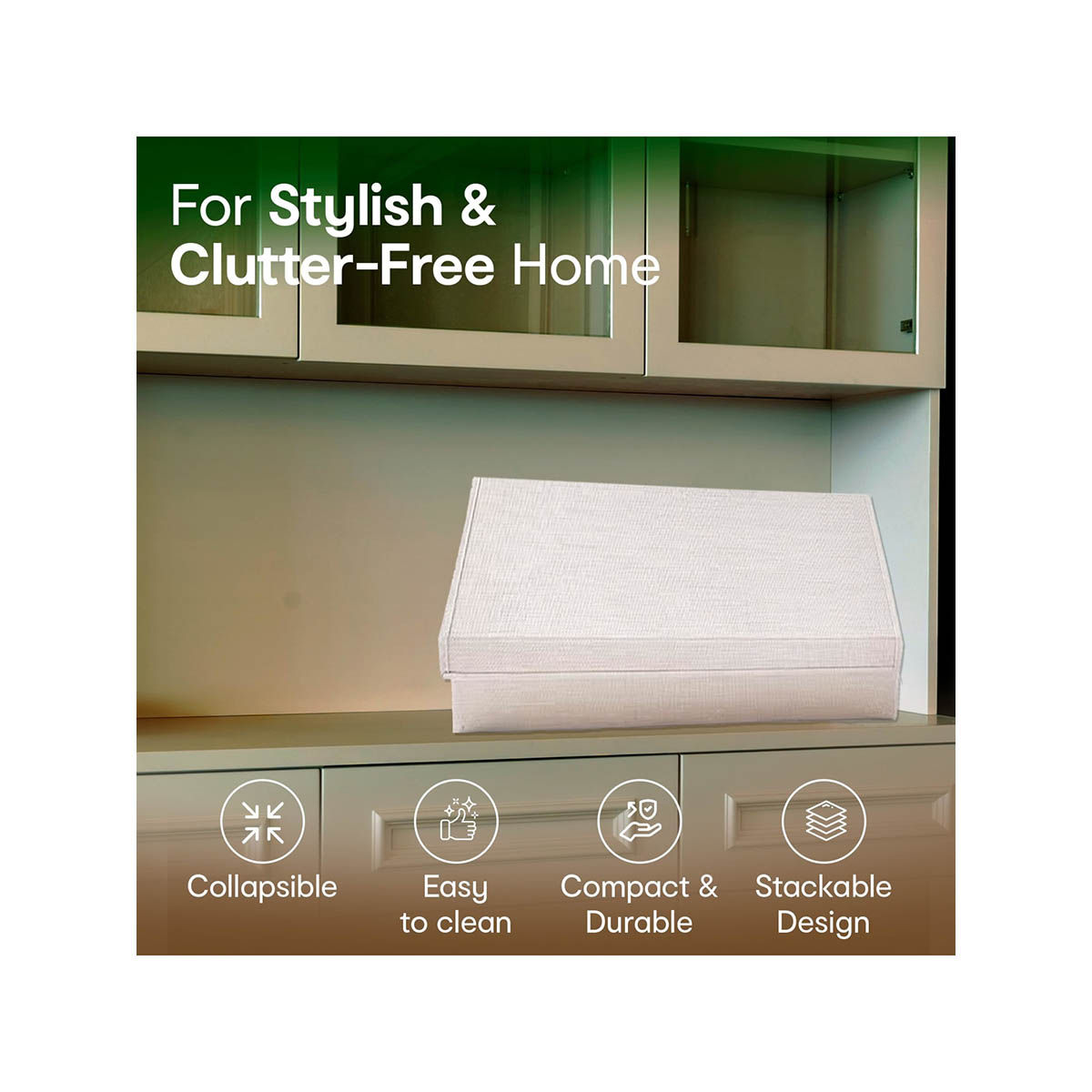 Buy Anko White Foldable Stackable Storage Cube with Lid Online