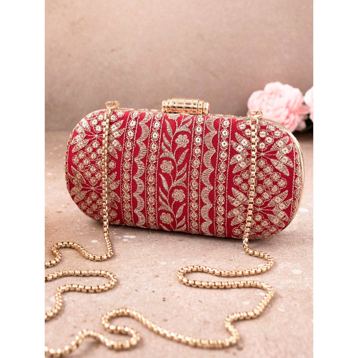 Buy AMYRA Mirai Embroidered Clutch - Red Online Buy AMYRA Mirai Embroidered Clutch - Red Online