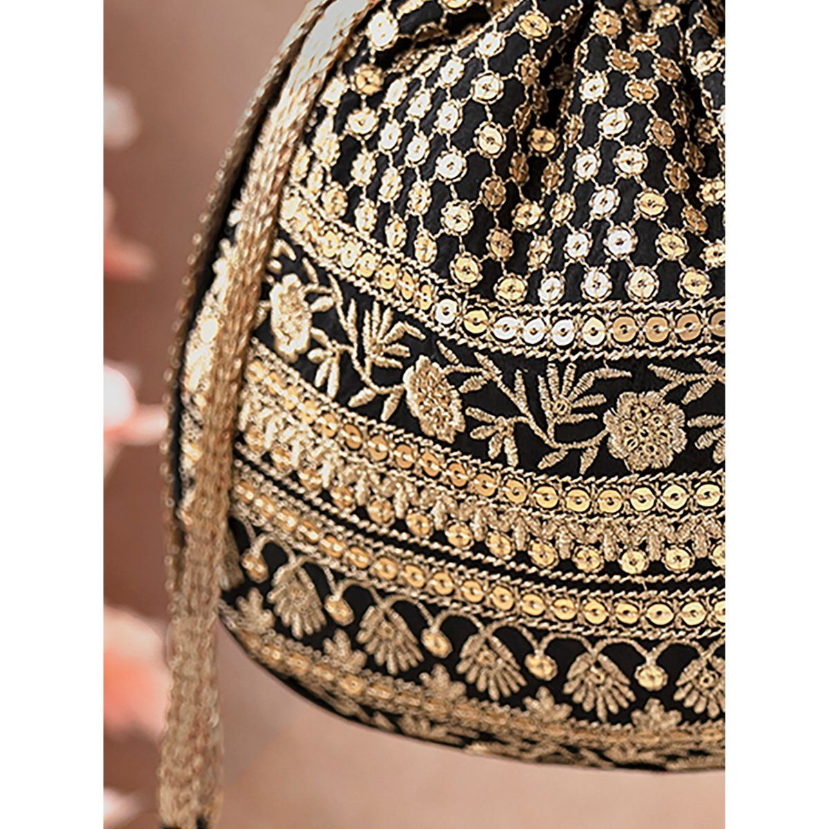 Buy AMYRA Resham Black Potli Bag Online