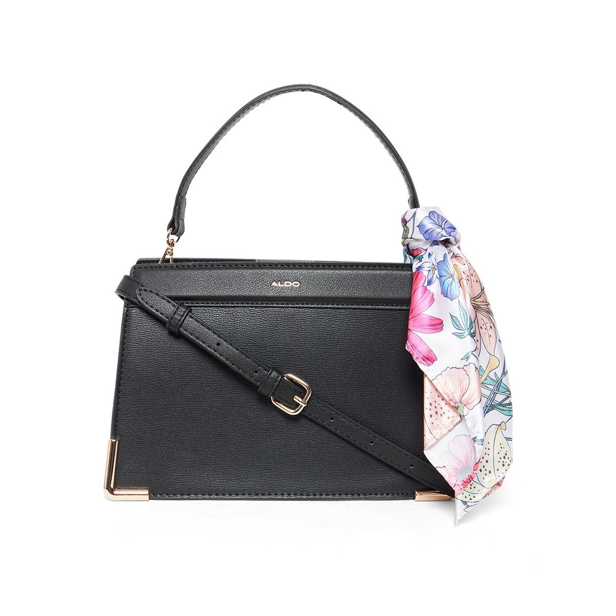 Buy Aldo Powsy Solid Black Top Handle Bag Online
