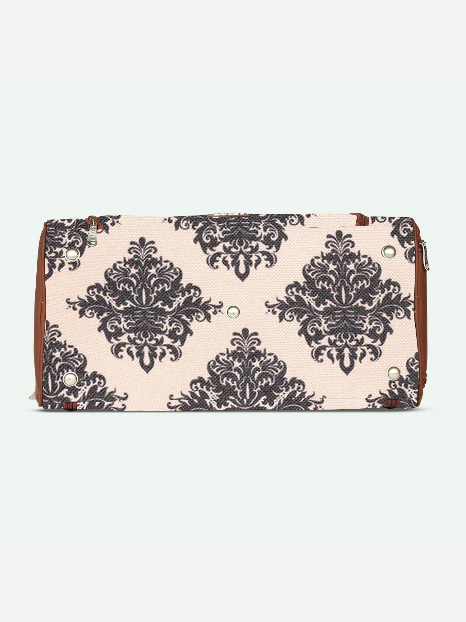 Buy Zouk Beige Mughal Motif Weekender Duffel Bag (M) Online