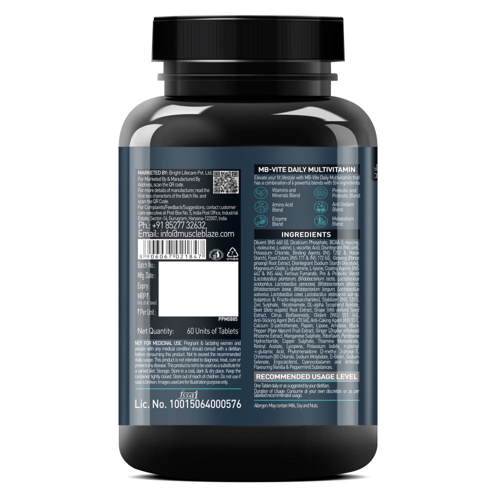 Buy MuscleBlaze Biozyme Performance Whey Protein, Mb-Vite Multivitamin ...