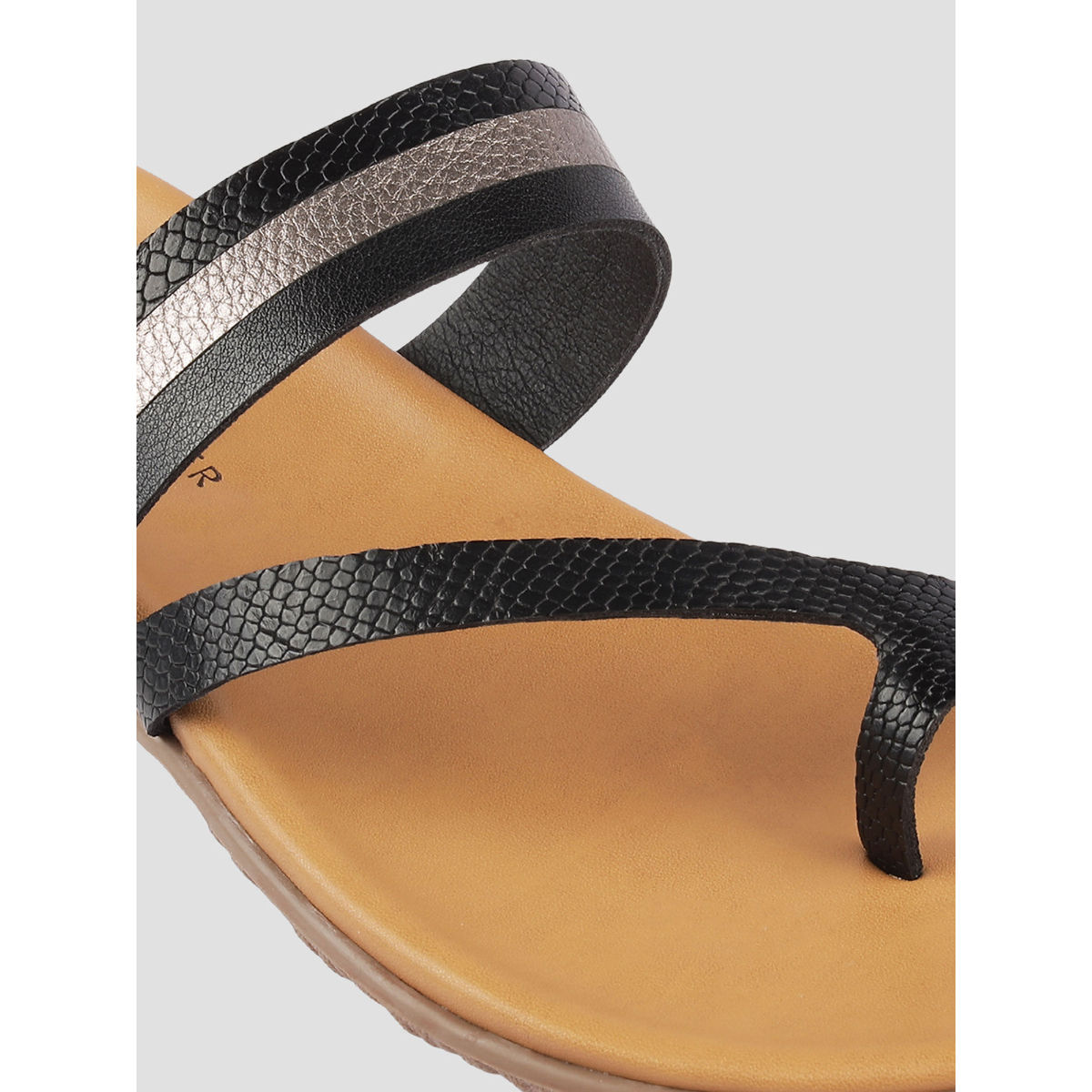 Lemon & Pepper Black Stripes One Toe Flats: Buy Lemon & Pepper Black ...