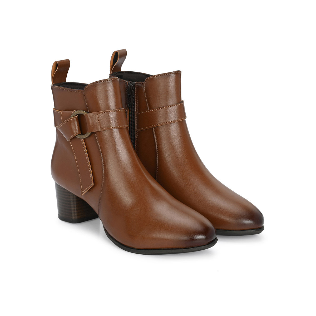 Buy Delize Womens Tan Solid Ankle Chelsea Boots Online