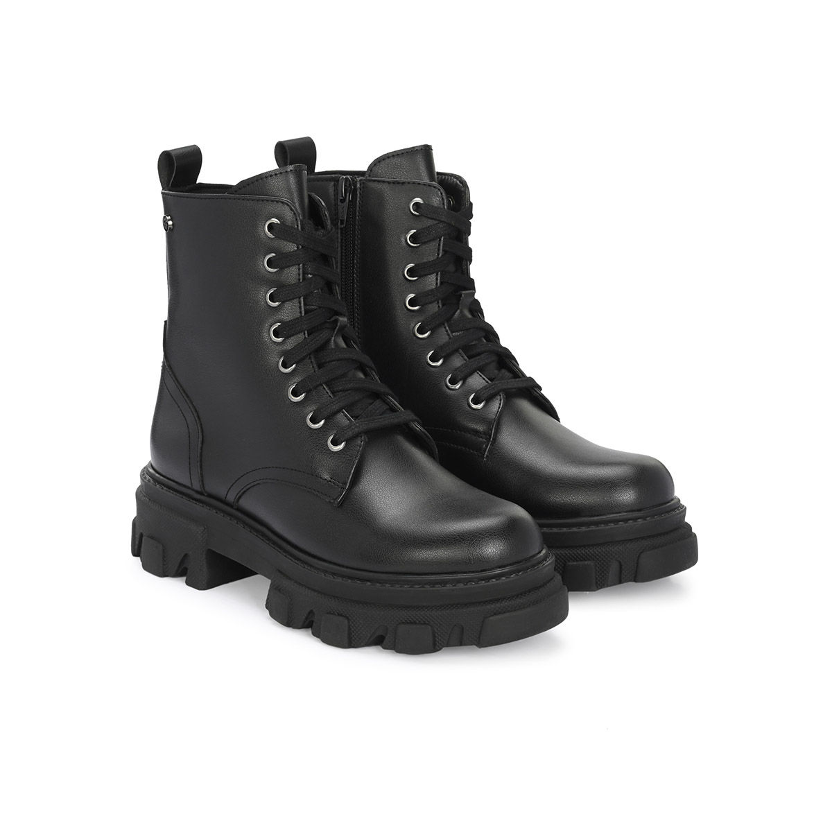 Buy Delize Women Black Solid High Ankle Combat Boots Online
