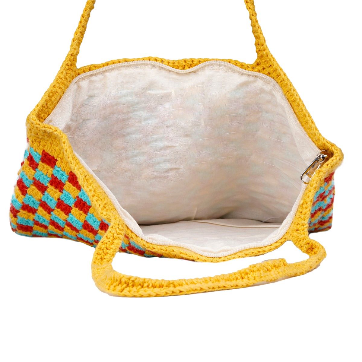 Buy ITIHASIKALA Women Checkered Board Crochet Handbag- Multi-Color Online