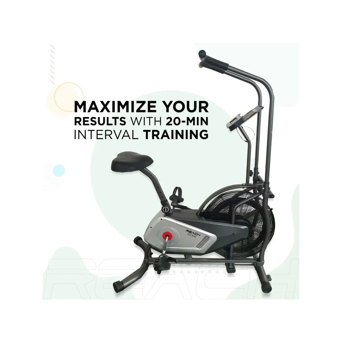 Buy Reach Iconic Air Bike Exercise Gym Cycle with Fan Based Resistance Fan Bike for Home Gym ...