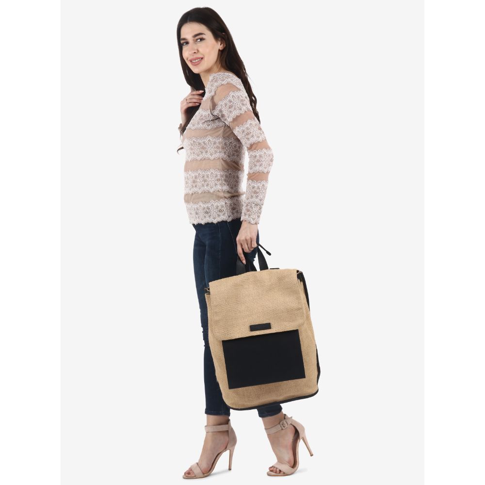 Buy Diwaah Beige Jute Backpacks Online