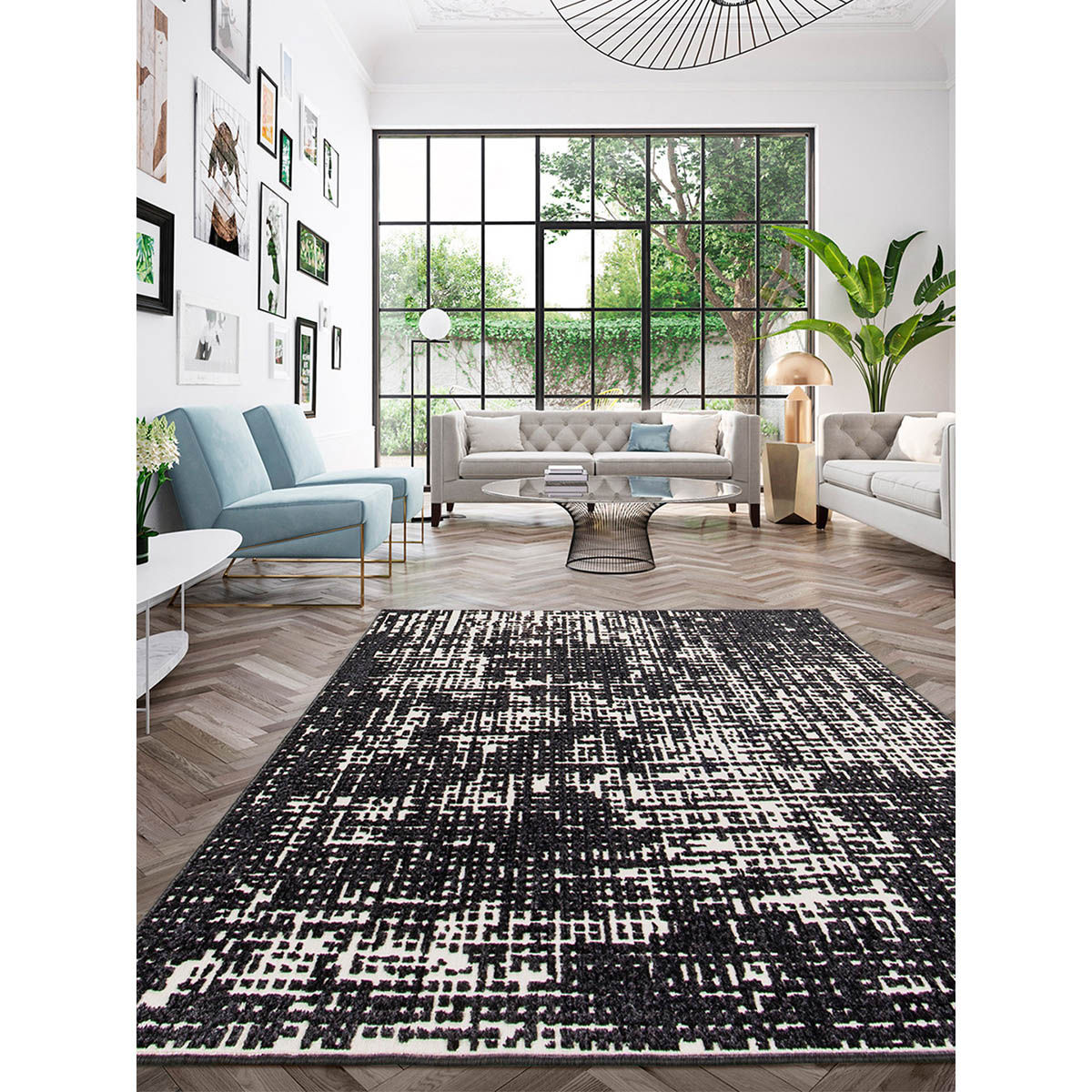Buy Ddecor Live Beautiful Black-Polypropylene-Large-Rug-Re-Mix Online