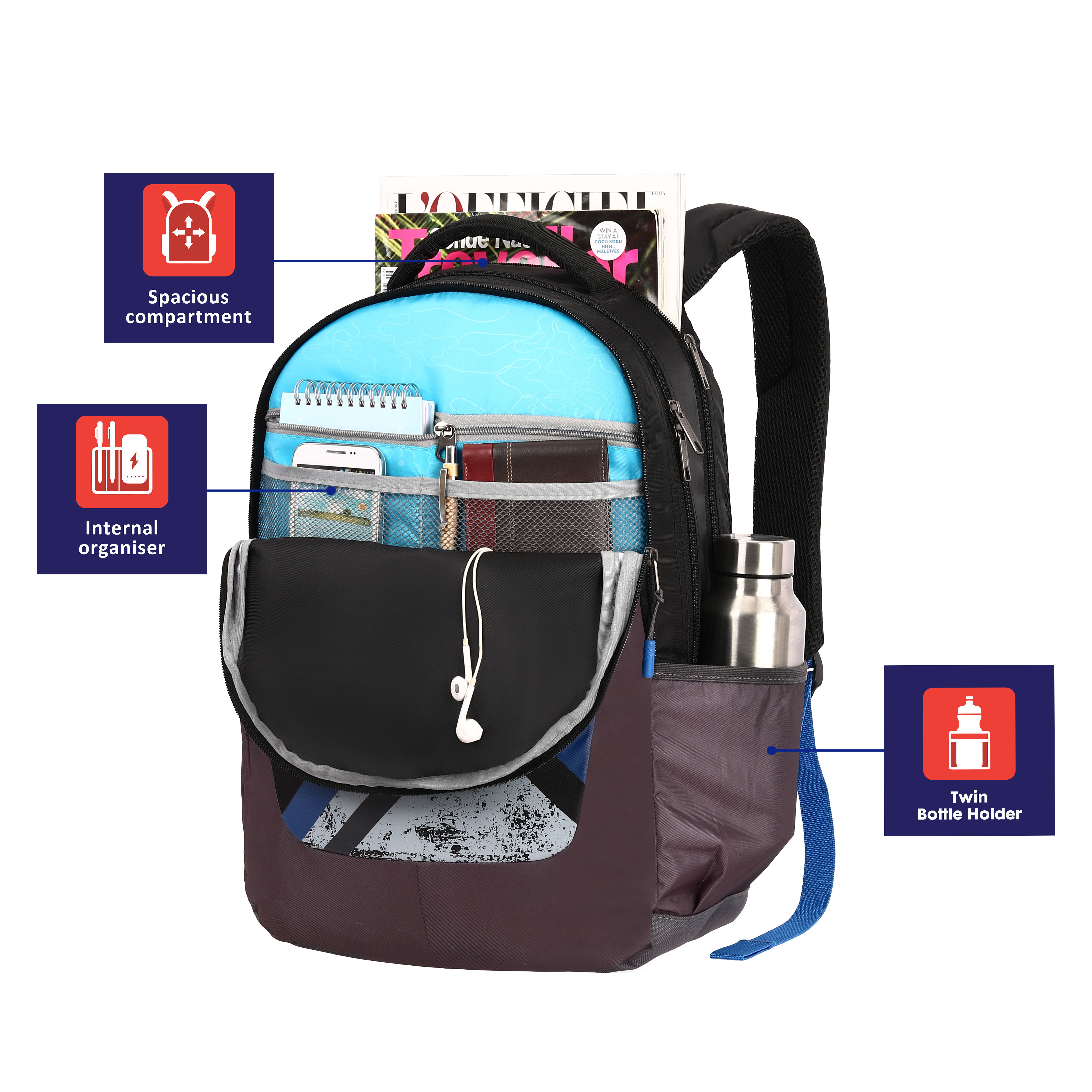 Lavie Black Flip Backpack: Buy Lavie Black Flip Backpack Online at Best ...