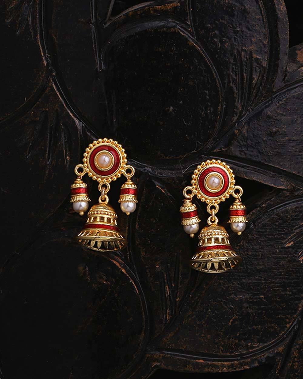 Buy Voylla Temple Bell Handbell Earrings Online