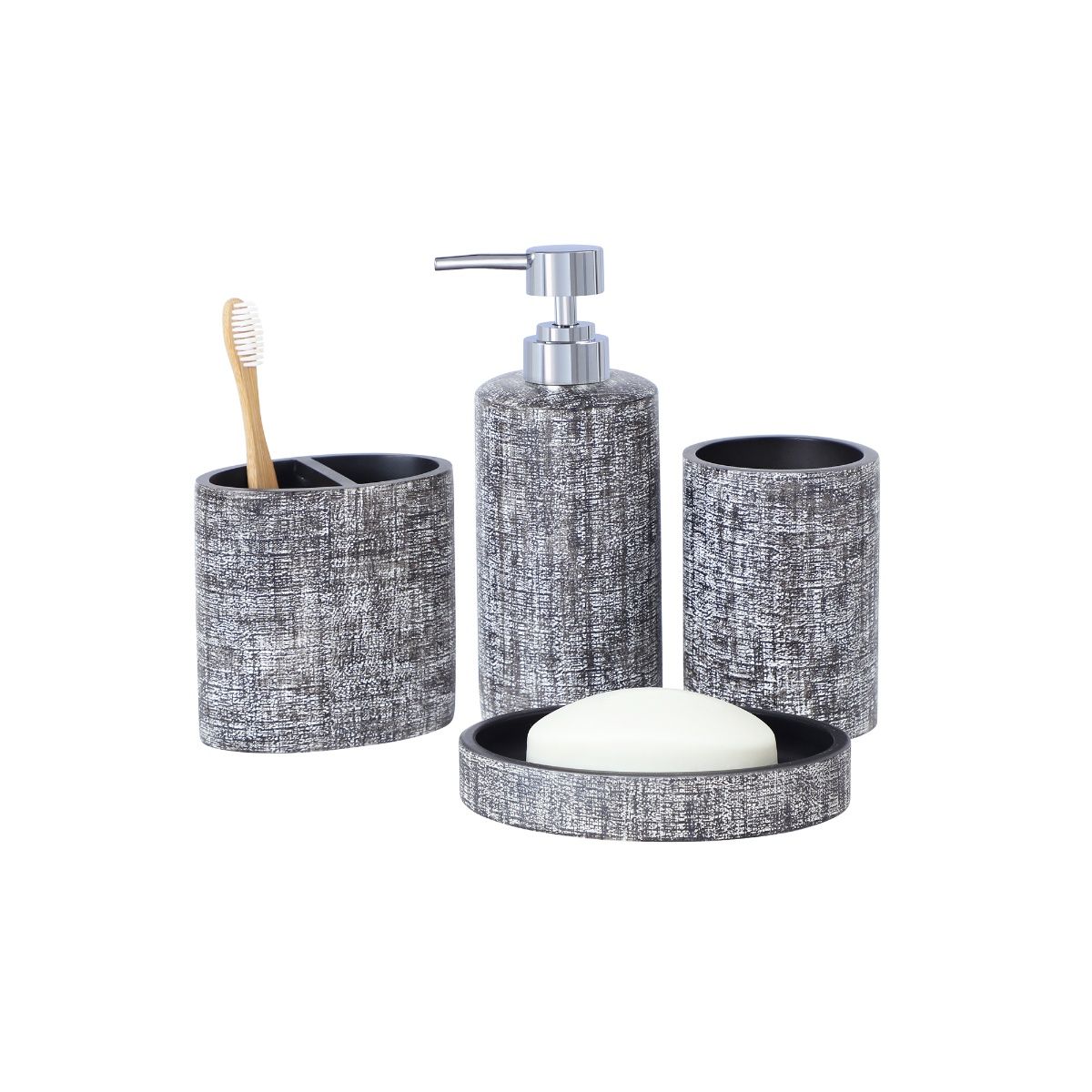 OBSESSIONS Polyresin 4Pc Bathroom set, Grey: Buy OBSESSIONS Polyresin ...