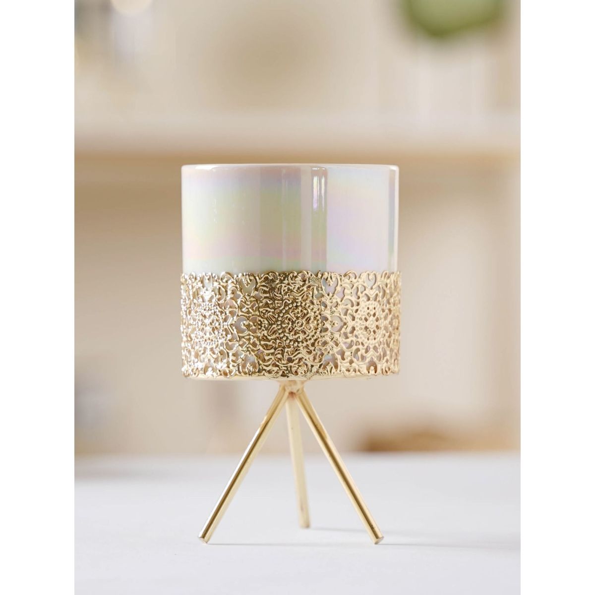 Buy Nestasia White and Gold Clay Pot For Plants Online