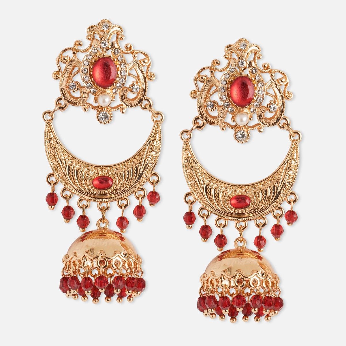 Accessorize London Women's Red Golden Jhumkas Earring: Buy Accessorize ...