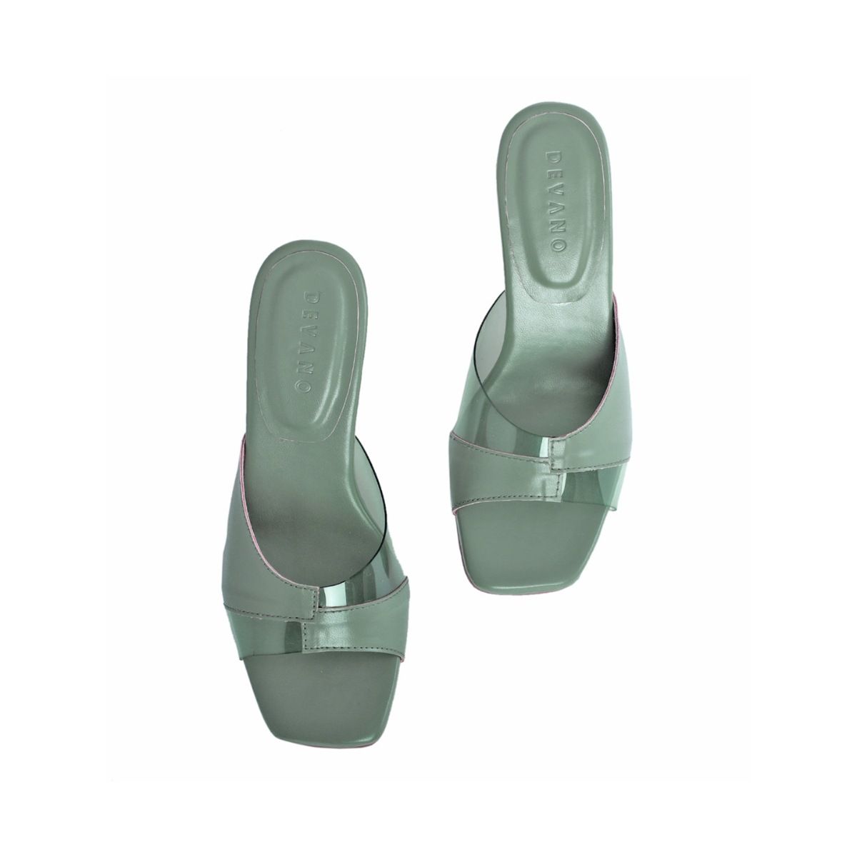 Buy Devano Olive Green Broad Strap Heels Online