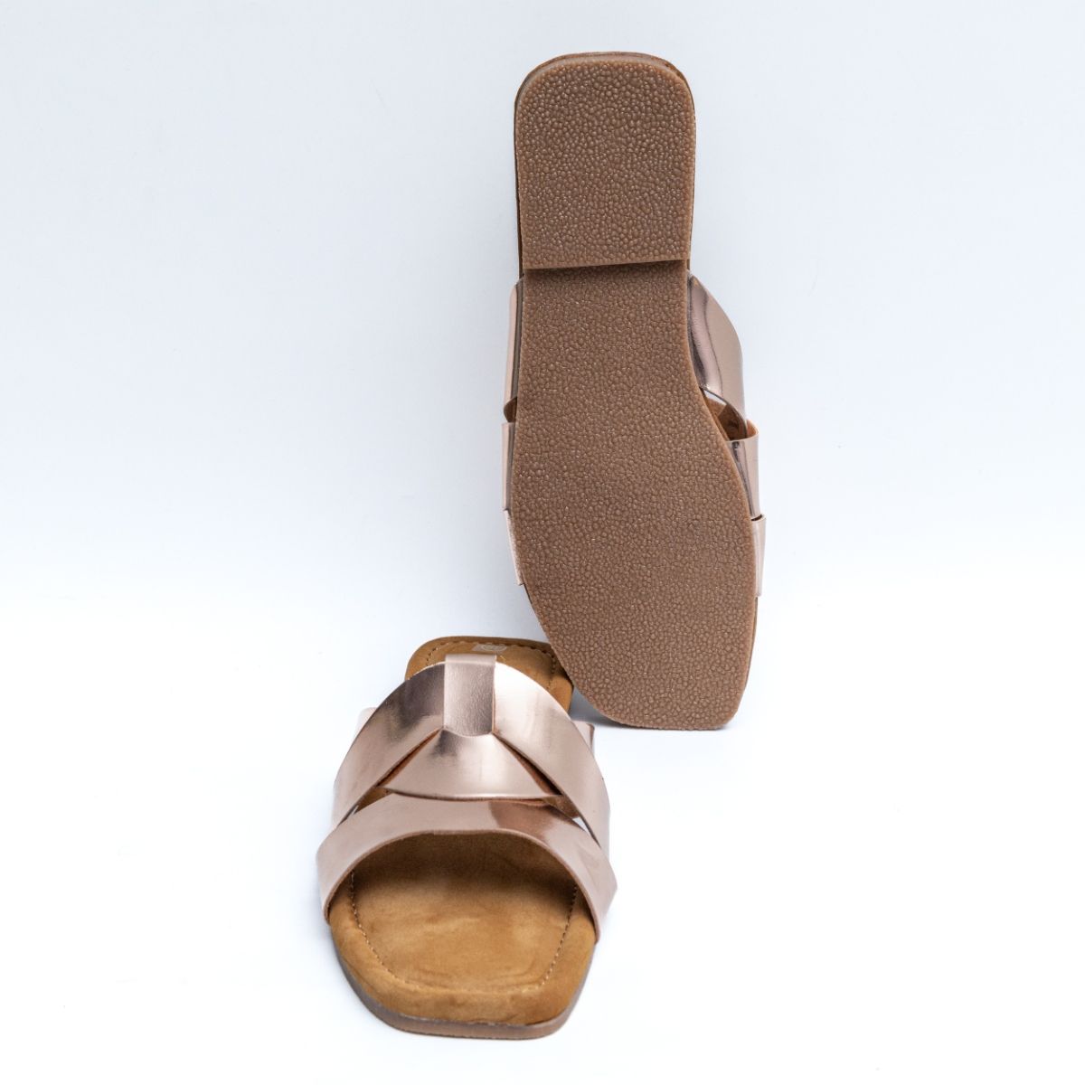 Buy Dapper Feet Criss Cross Flats Rose Gold Online