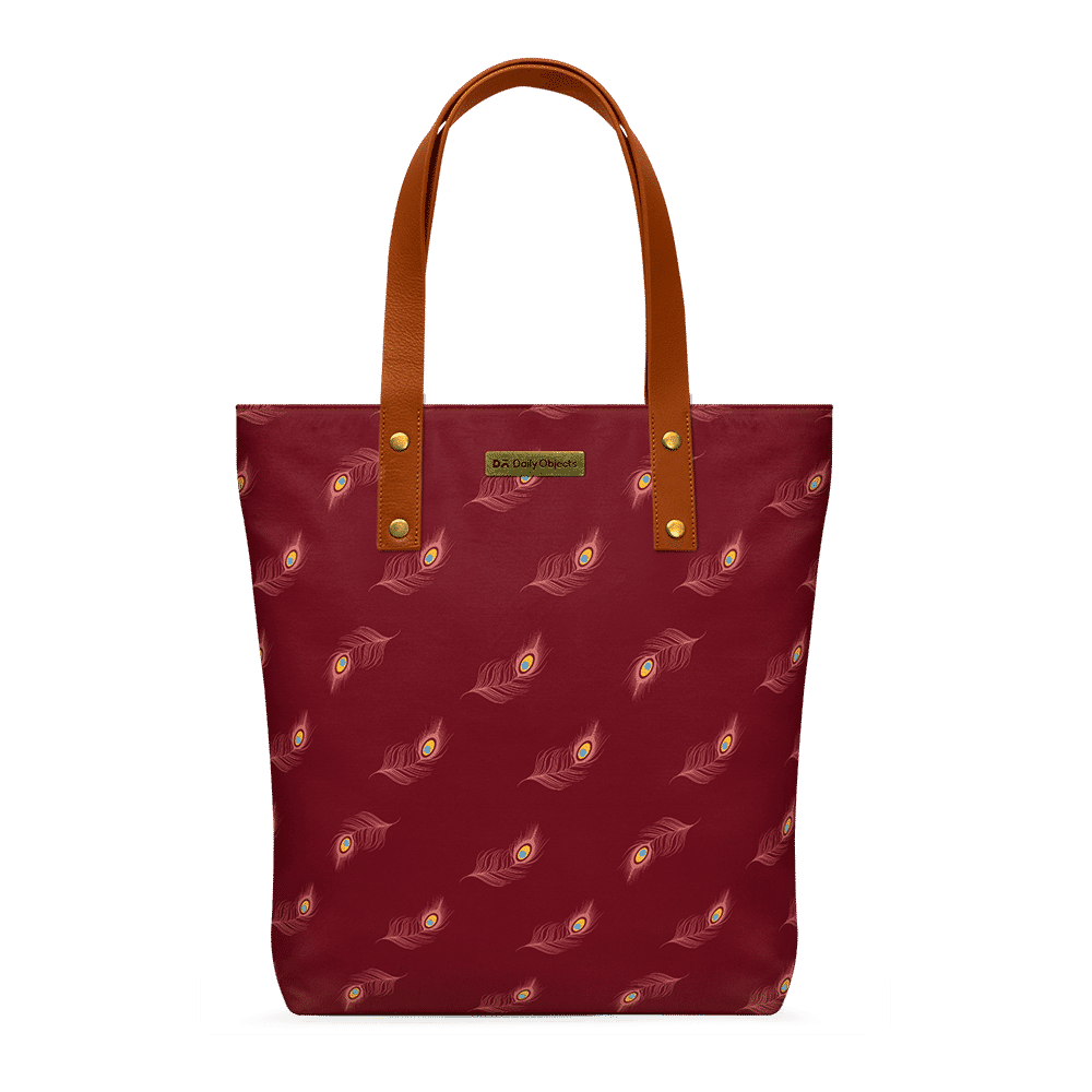Buy DailyObjects Maroon Feathers Classic Tote Bag Online