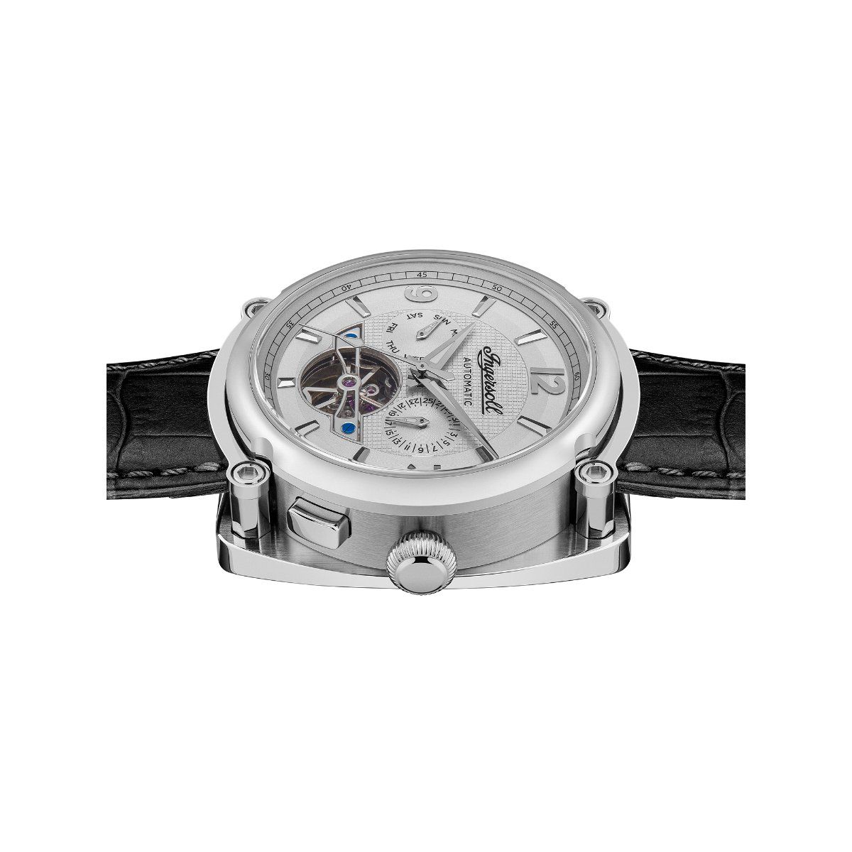 Ingersoll 1892 The Michigan Mens Watch Silver Dial & Black Leather ...