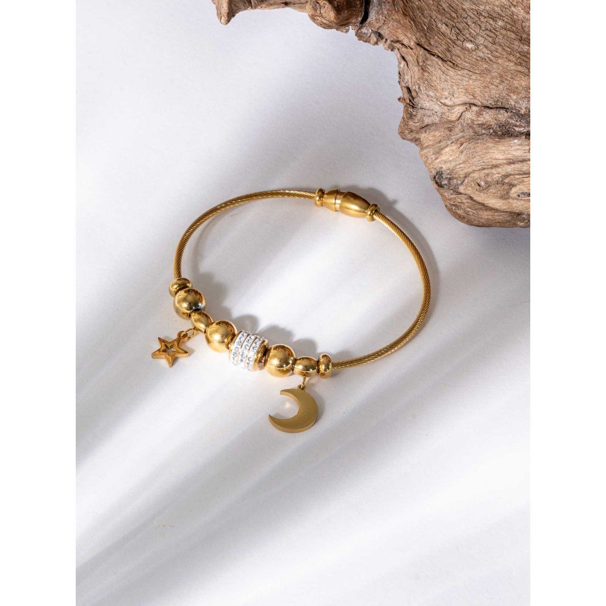 Buy ZAISHA 18K Gold Plated Moon Star Charms Magnetic Bracelet Online