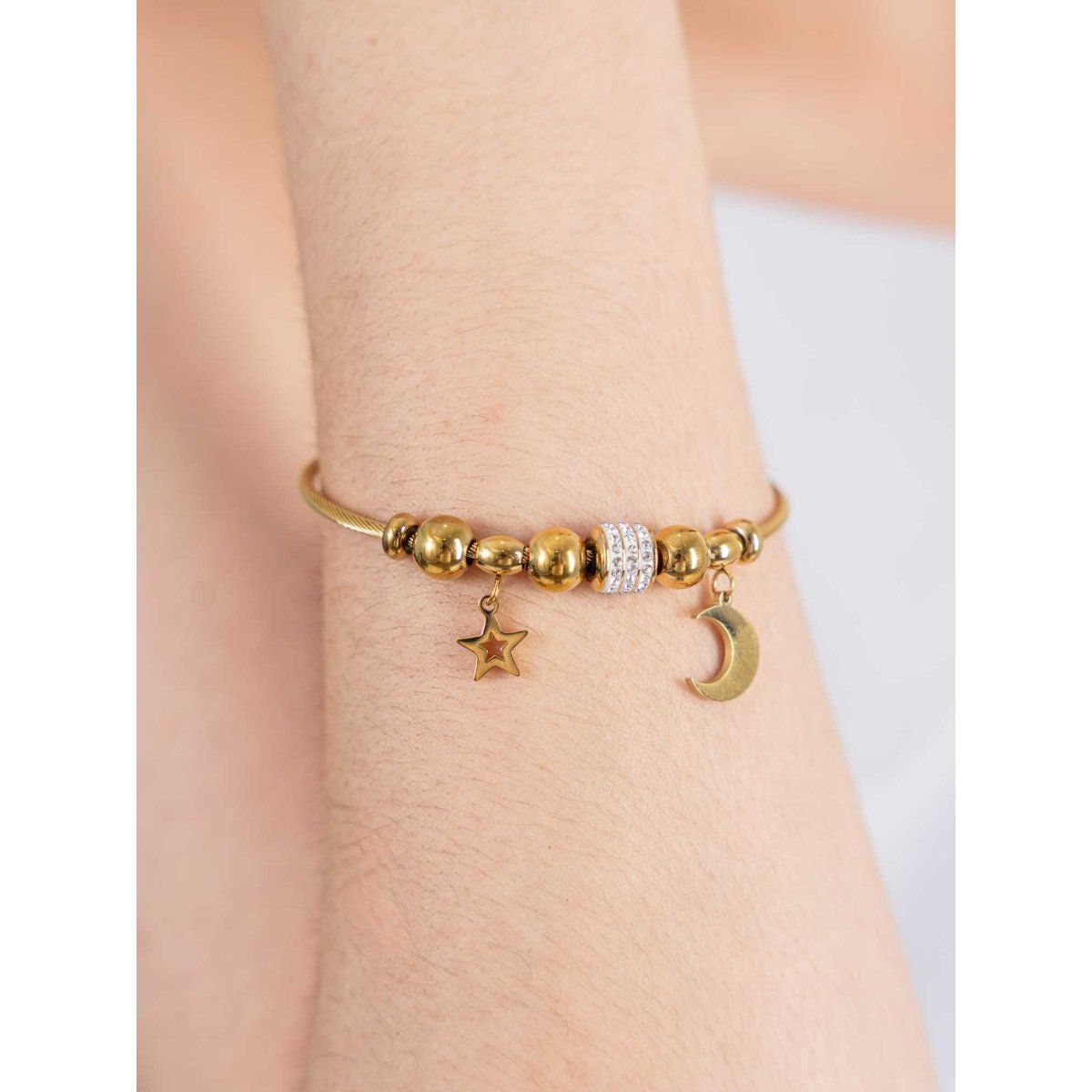 Buy ZAISHA 18K Gold Plated Moon Star Charms Magnetic Bracelet Online