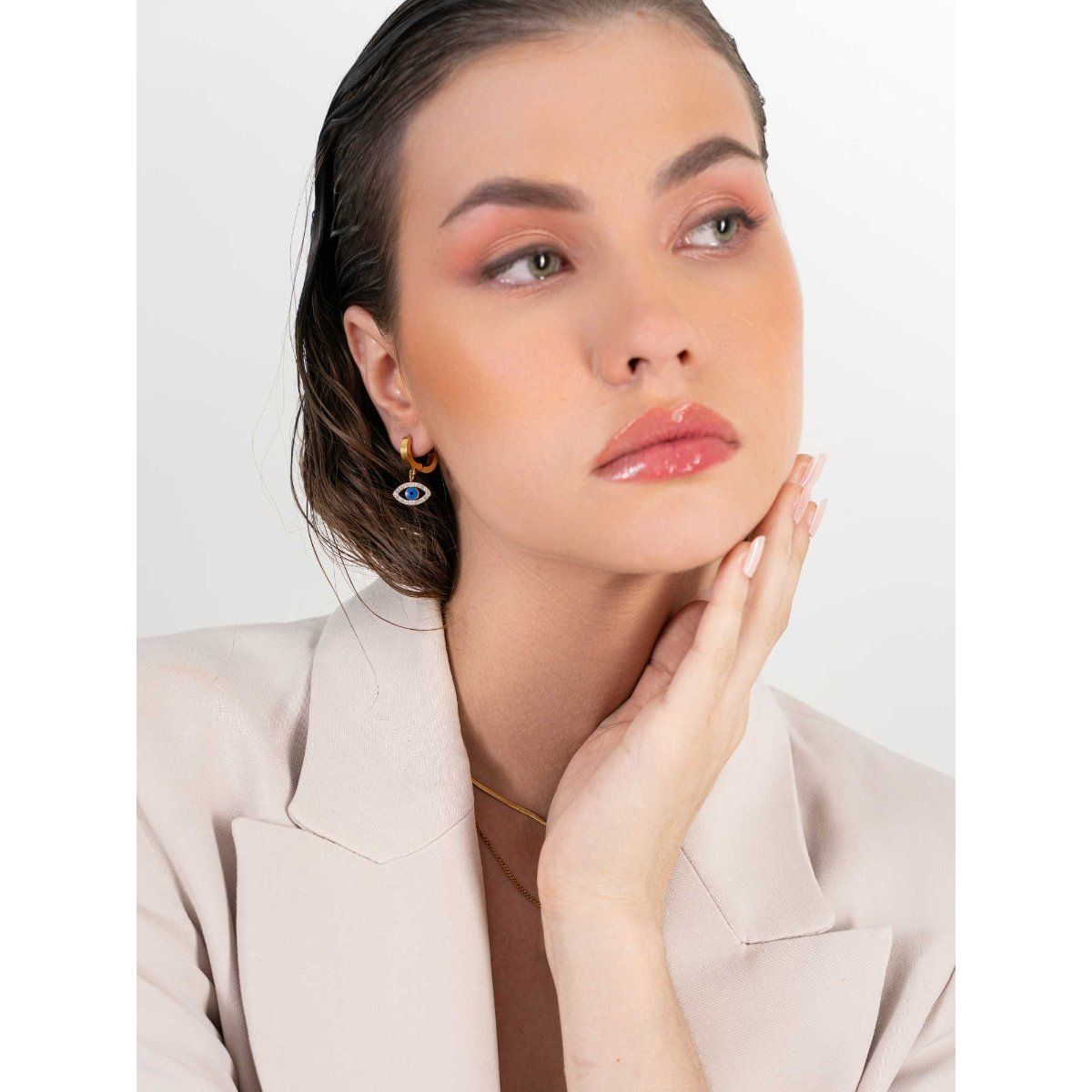 Buy ZAISHA 18K Gold Plated Multi-Color Timeless Evil Eye Earrings Online