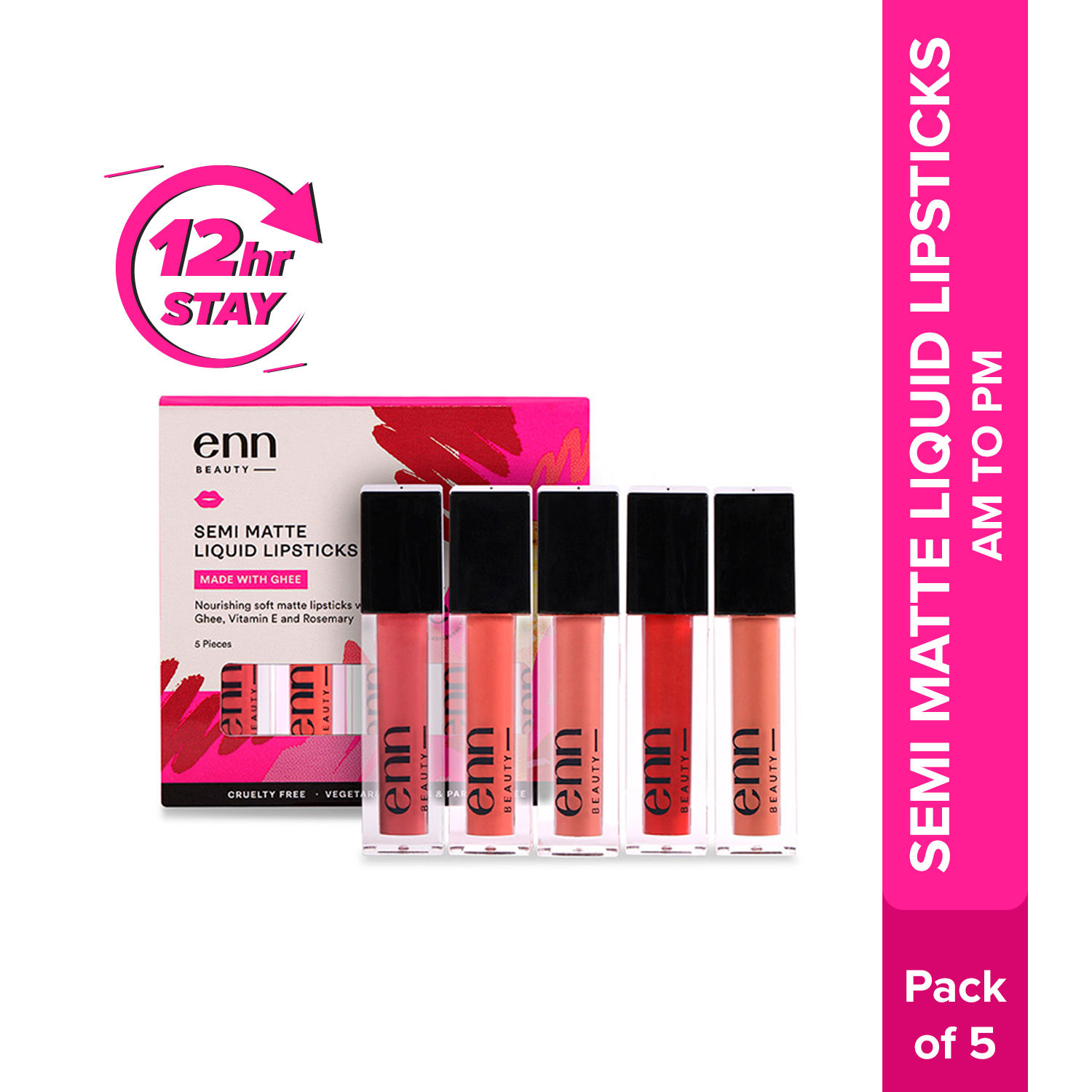 Buy ENN Nourishing Soft Matte Liquid Lipstick Kit Infused With Ghee ...