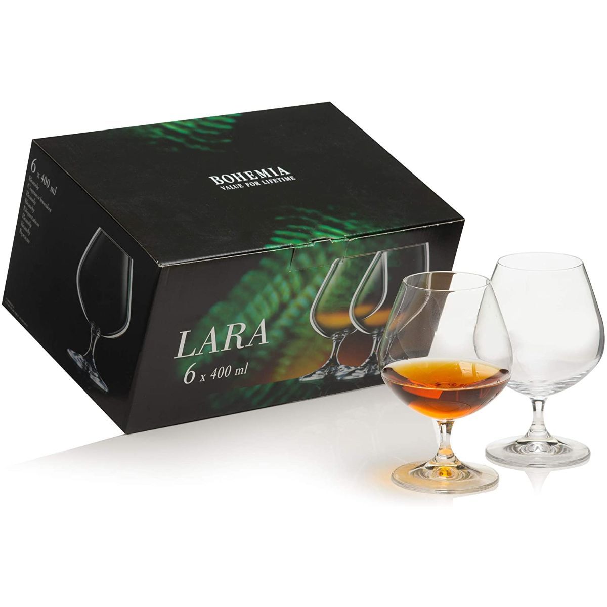 Buy Bohemia Crystal Lara Brandy Whiskey Glass, 400ml (Set of 6) Online
