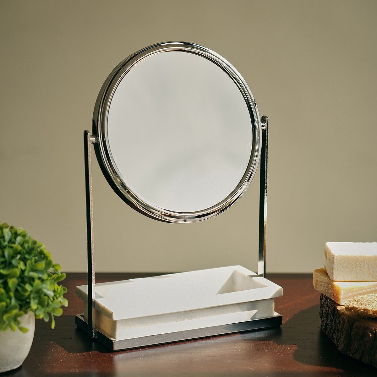 Buy Pure Home + Living Silver Double Sided Metal Vanity Mirror with ...