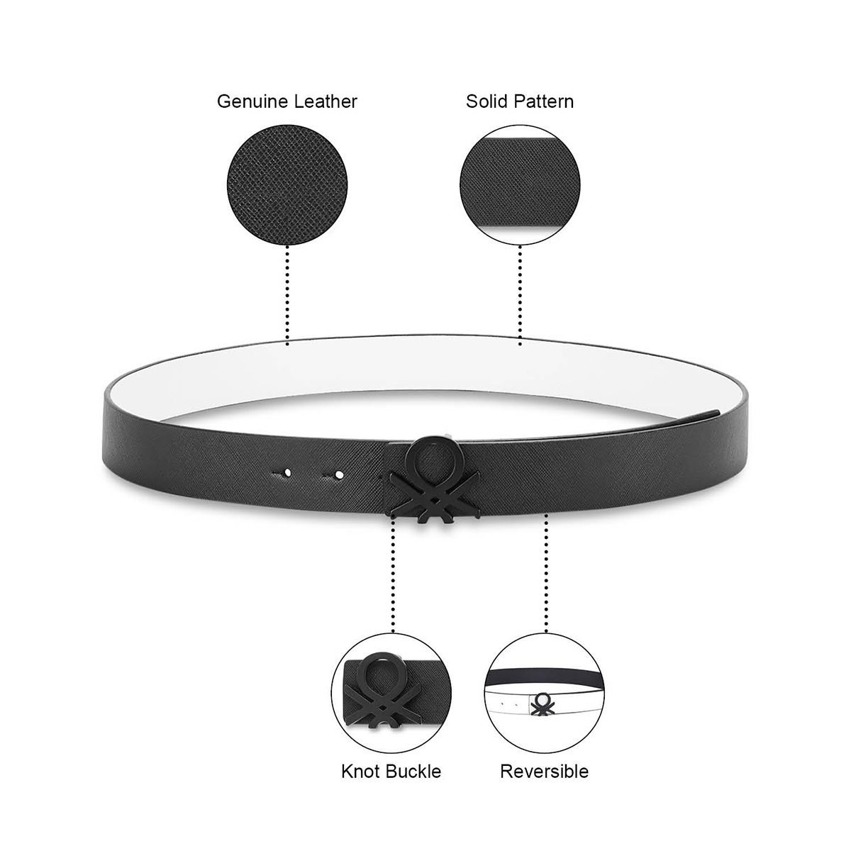 Buy United Colors of Benetton Edgar Men Leather Belt - Black and Dusty ...