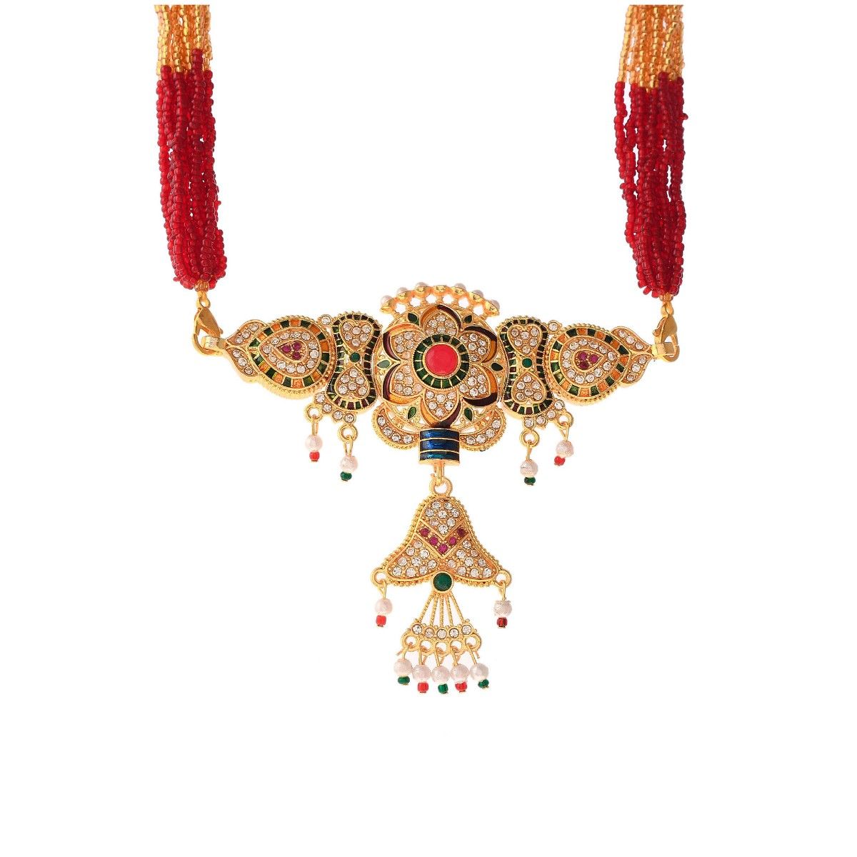 Silvermerc Designs Gold Plated Rajputi Ethnic Layered Long Necklace ...