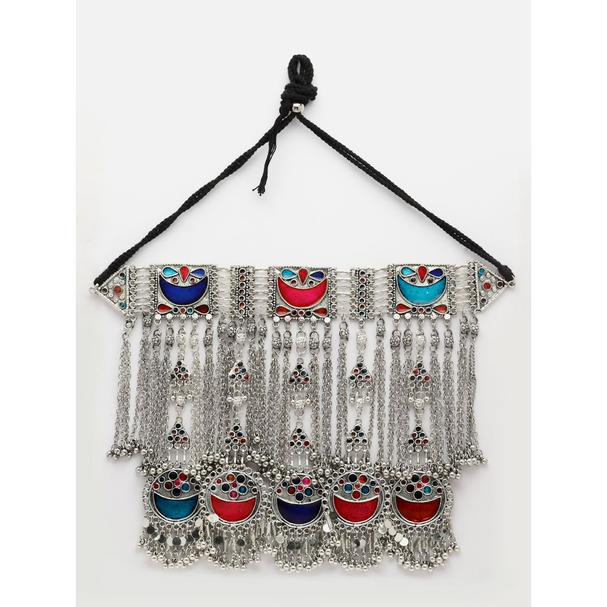 Buy Moedbuille Multi-Color Silver Plated Meenakari Necklace Online