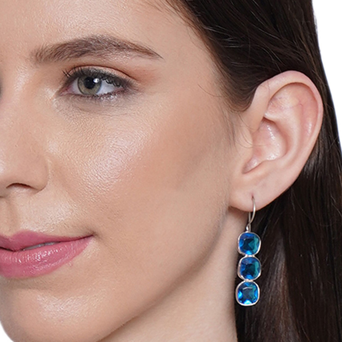 Buy SHOSHAA Silver-plated Navy Blue Handcrafted Studs Online